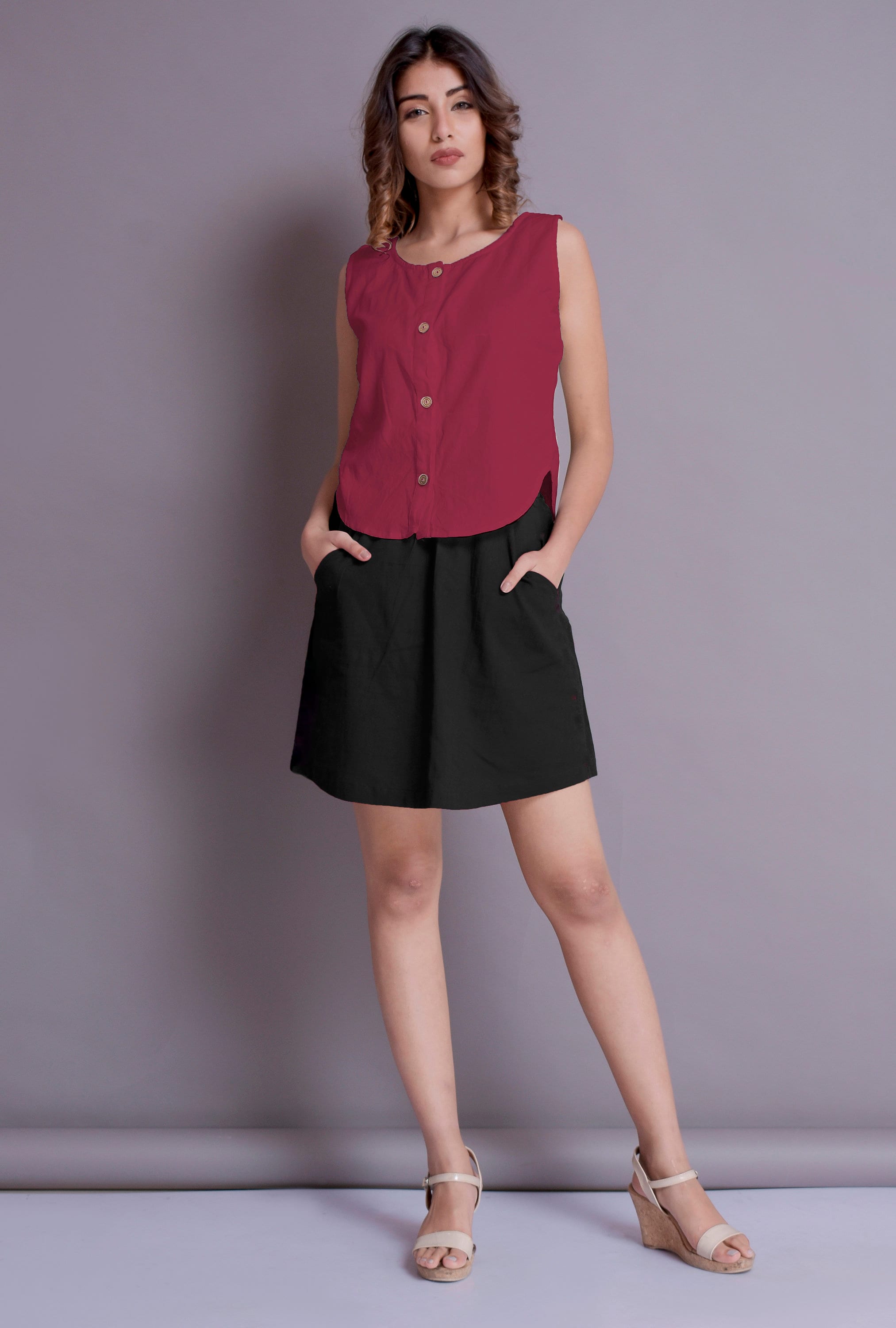 Sleeveless Apple Cut Blouse Front Buttoned Tank Top Linen - Etsy