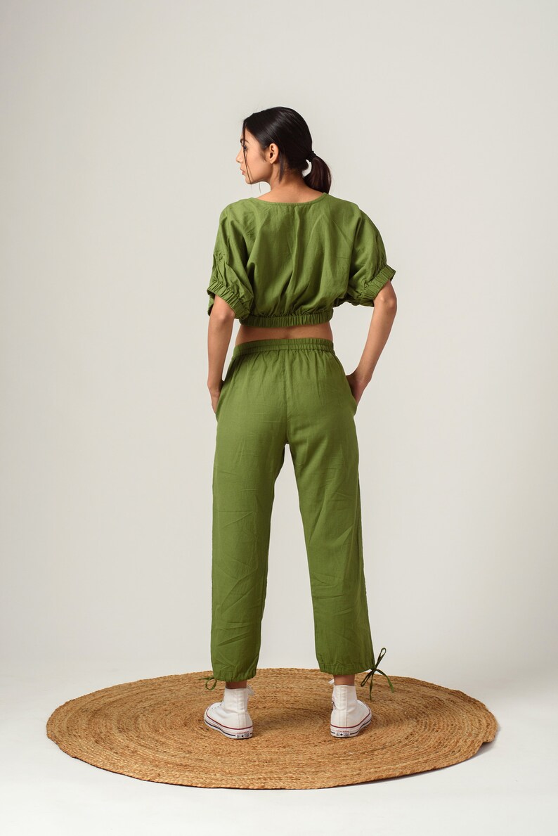 Slit Pants With Adjustable Bottoms Linen Casual Pants With - Etsy