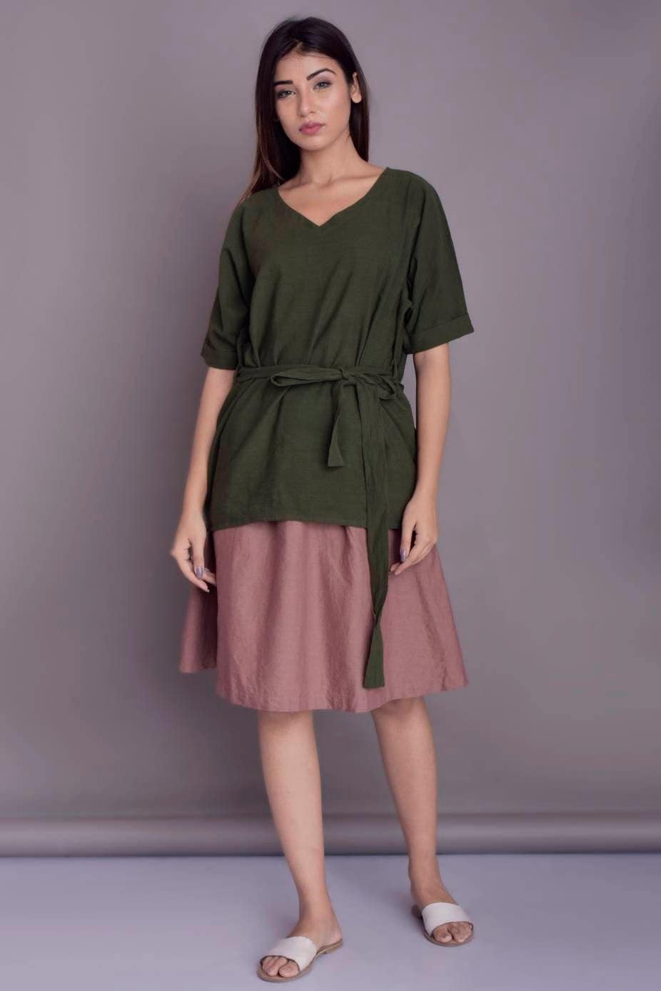 Over sized Linen tunic Top with Belt Washed soft One Size | Etsy