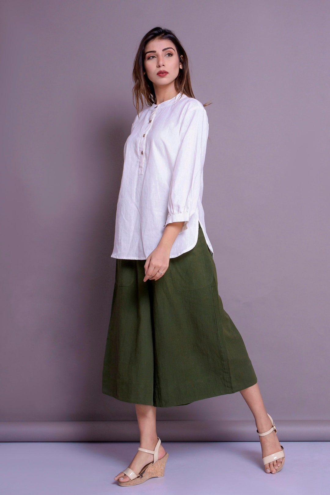 Wide Leg Linen Palazzo Pants: Flowy Relaxed Fit Trousers - Etsy