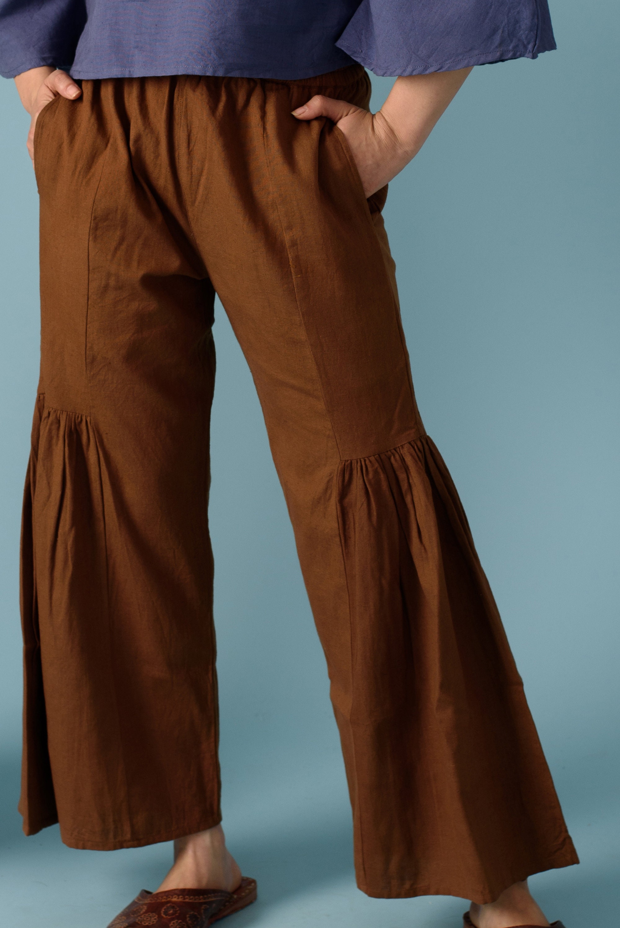 Linen Paneled Pants Linen Relaxed Pants Linen Ruffle - Etsy