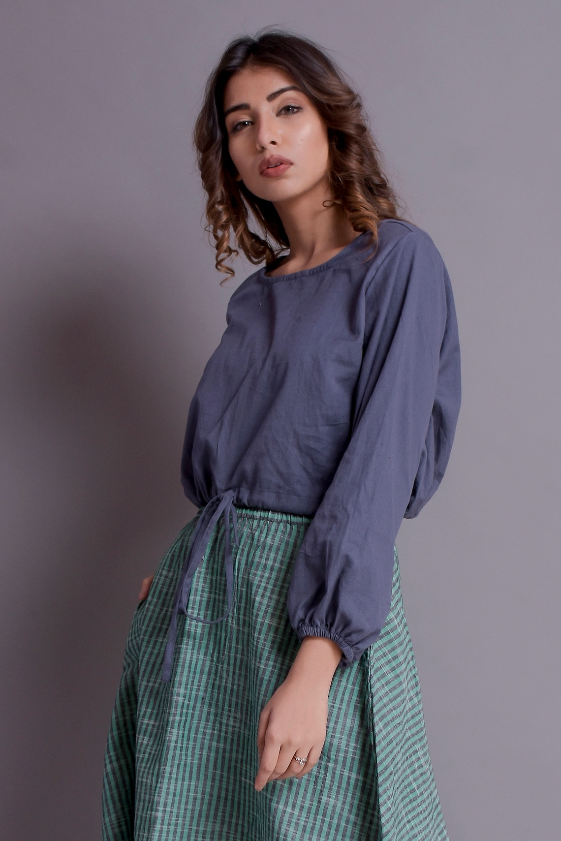 Ruffle Sleeve Crop Top Waist String Crop Top Adjustable Crop | Etsy