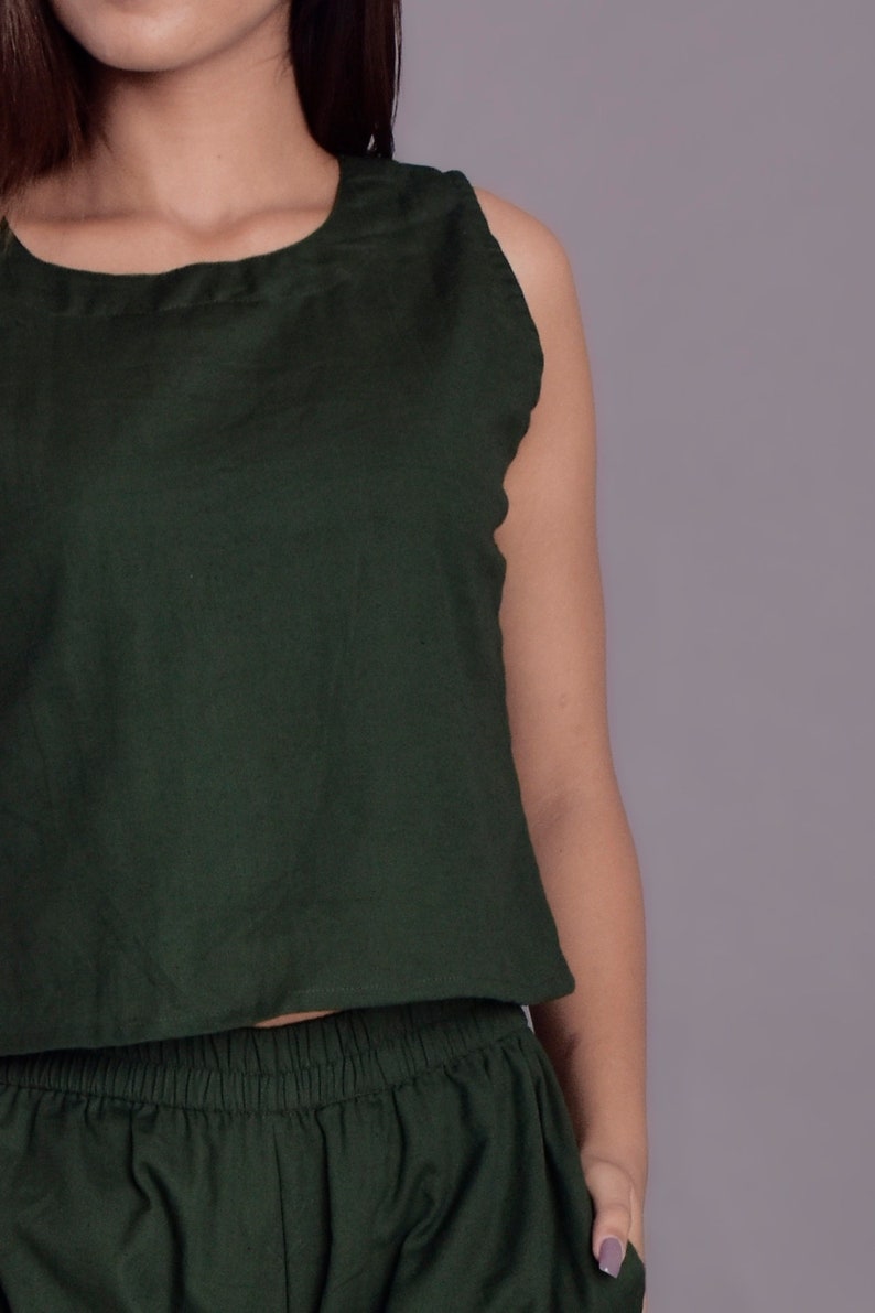 Casual Linen Crop Top Linen Tank Top Cropped Blouse Linen - Etsy