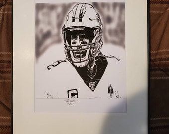 DREW BREES DRAWING Drew Brees New Orleans Saints Original Artwork ...