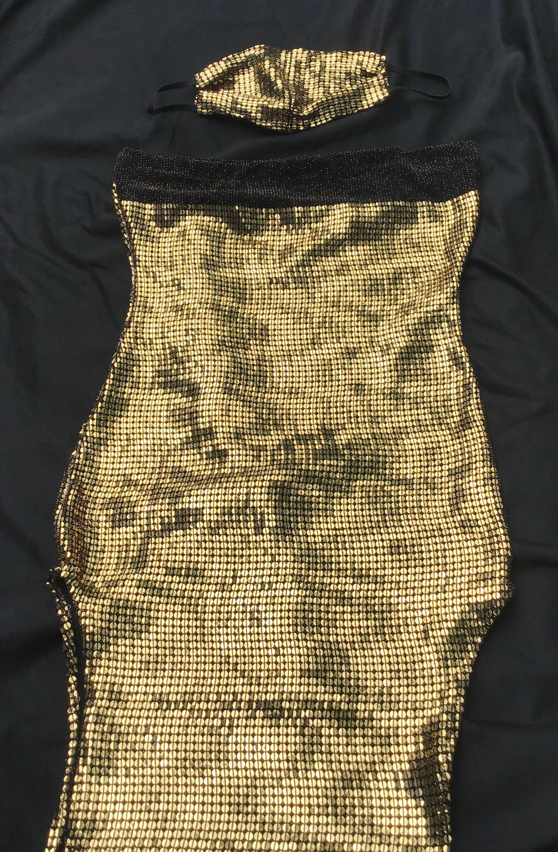 Gold Sequin Tube Top. Stretch Gold Sequin Top. Long Gold Tube Top ...