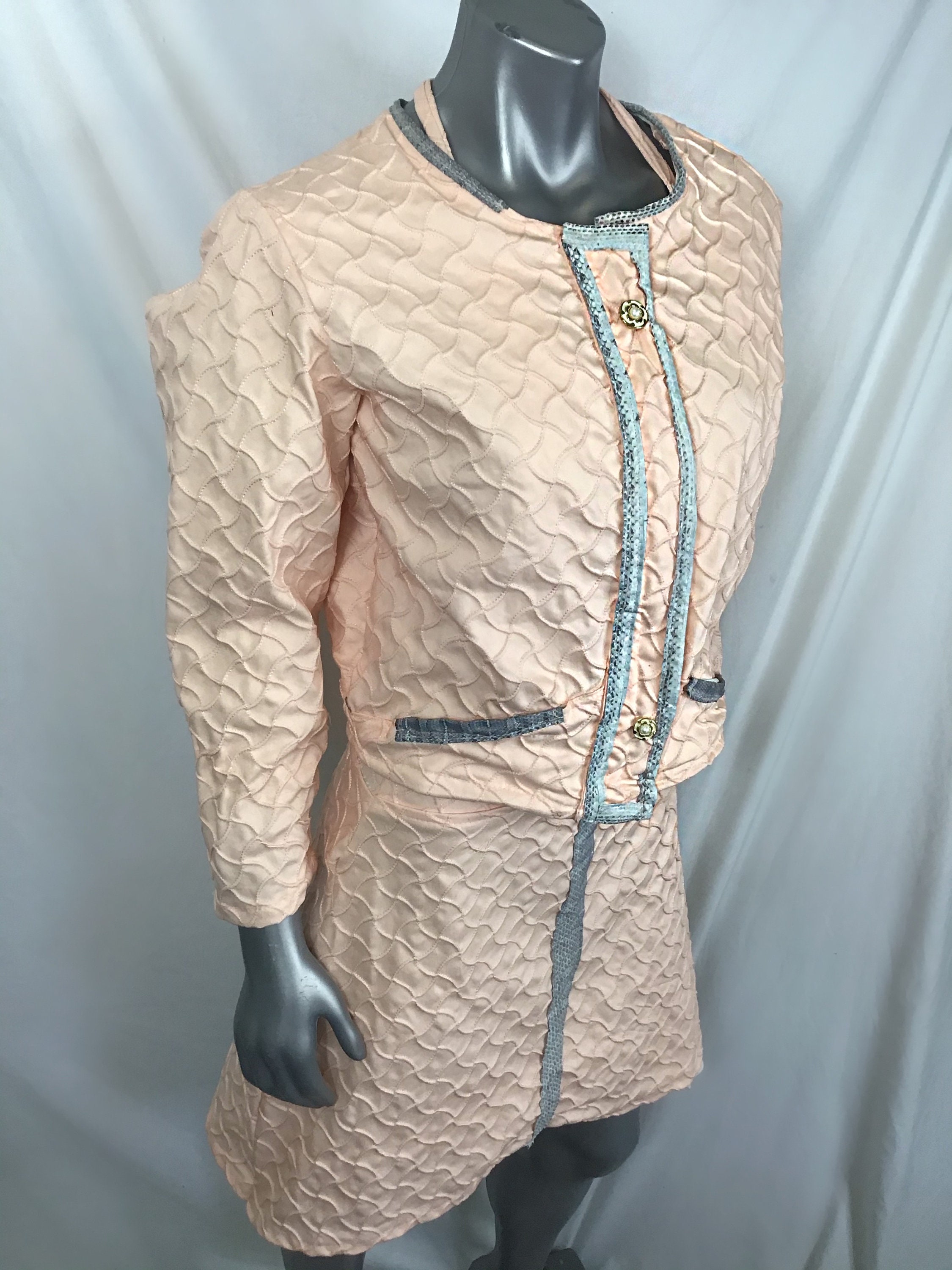 Peach Denim Suit. Couture Fashion Handmade in the USA Custom - Etsy Norway