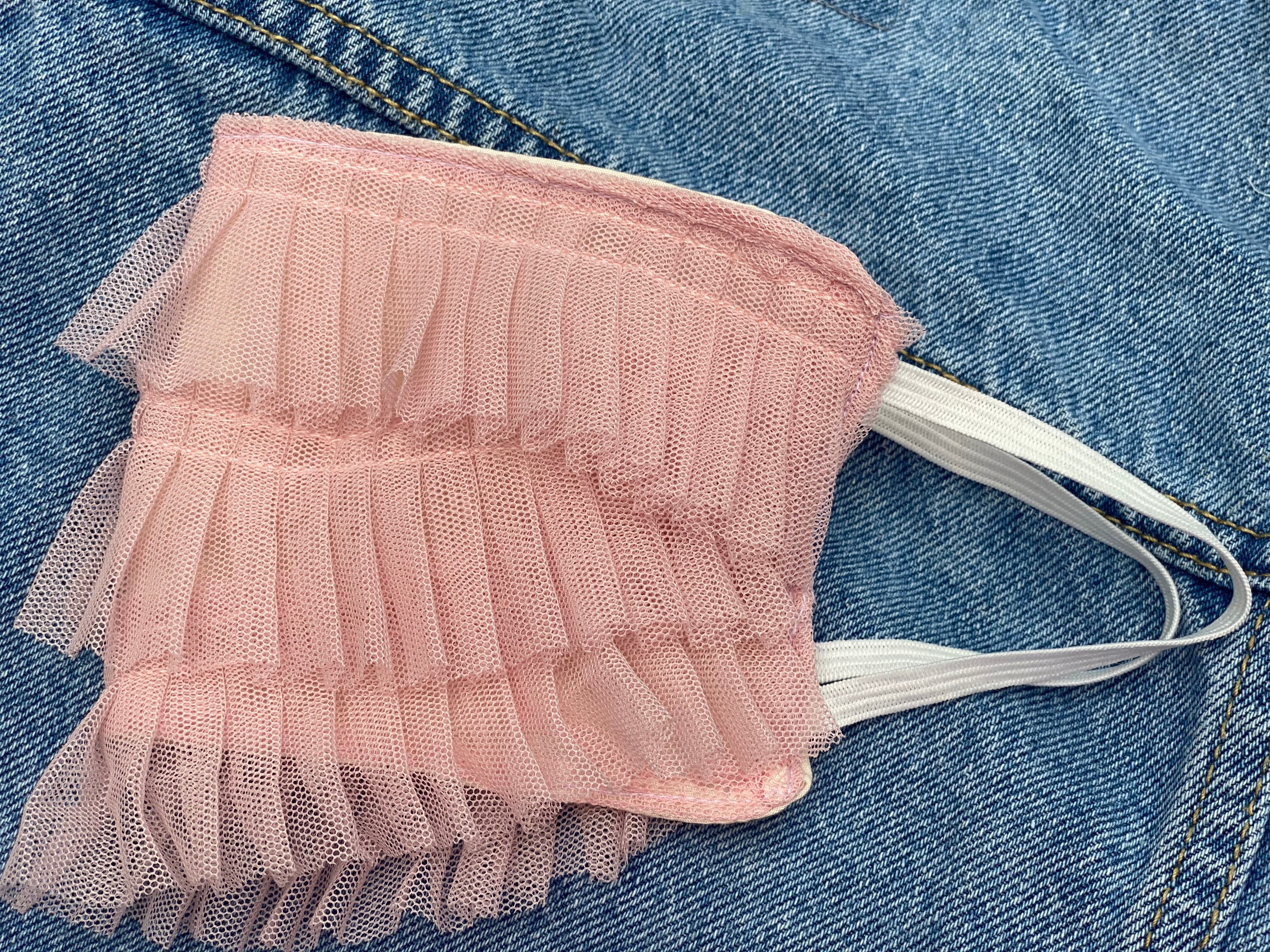 Cute Pink Handmade Two Layer Face Masks 2 Layers of Cotton Ruffles ...