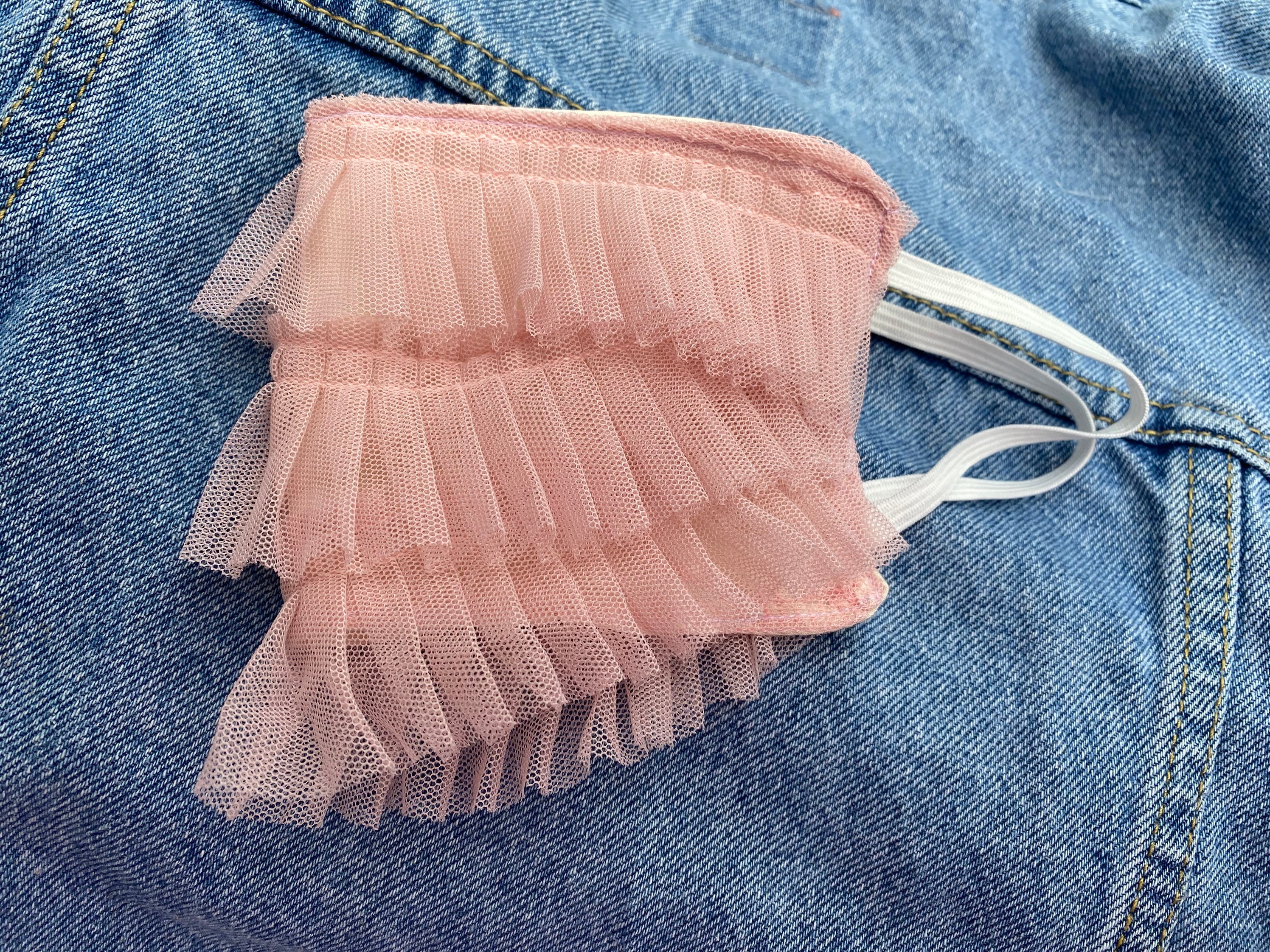 Cute Pink Handmade Two Layer Face Masks 2 Layers of Cotton Ruffles ...