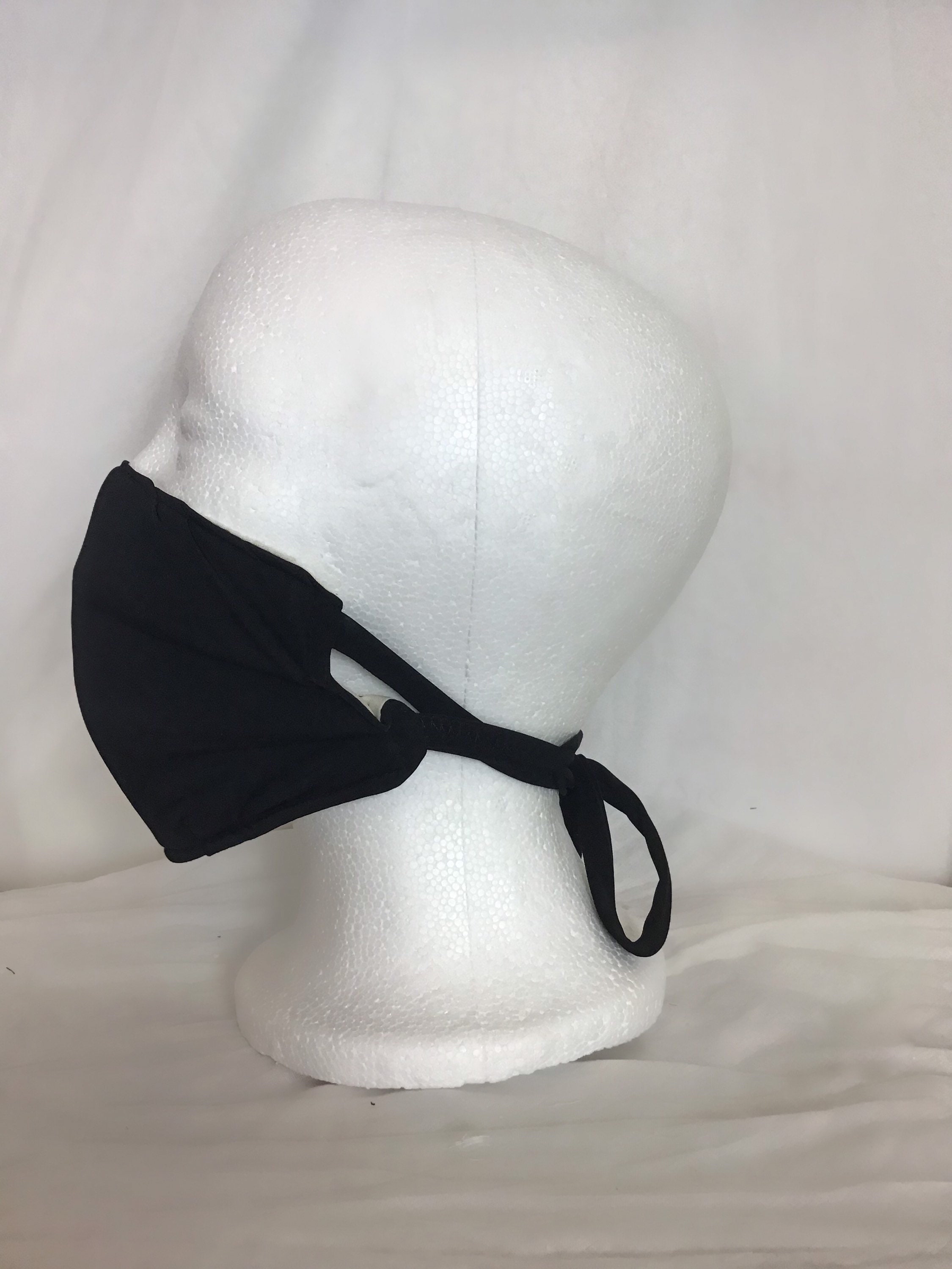 Black Tie up Face Mask. Black Satin Face Mask With Tie up Straps or ...