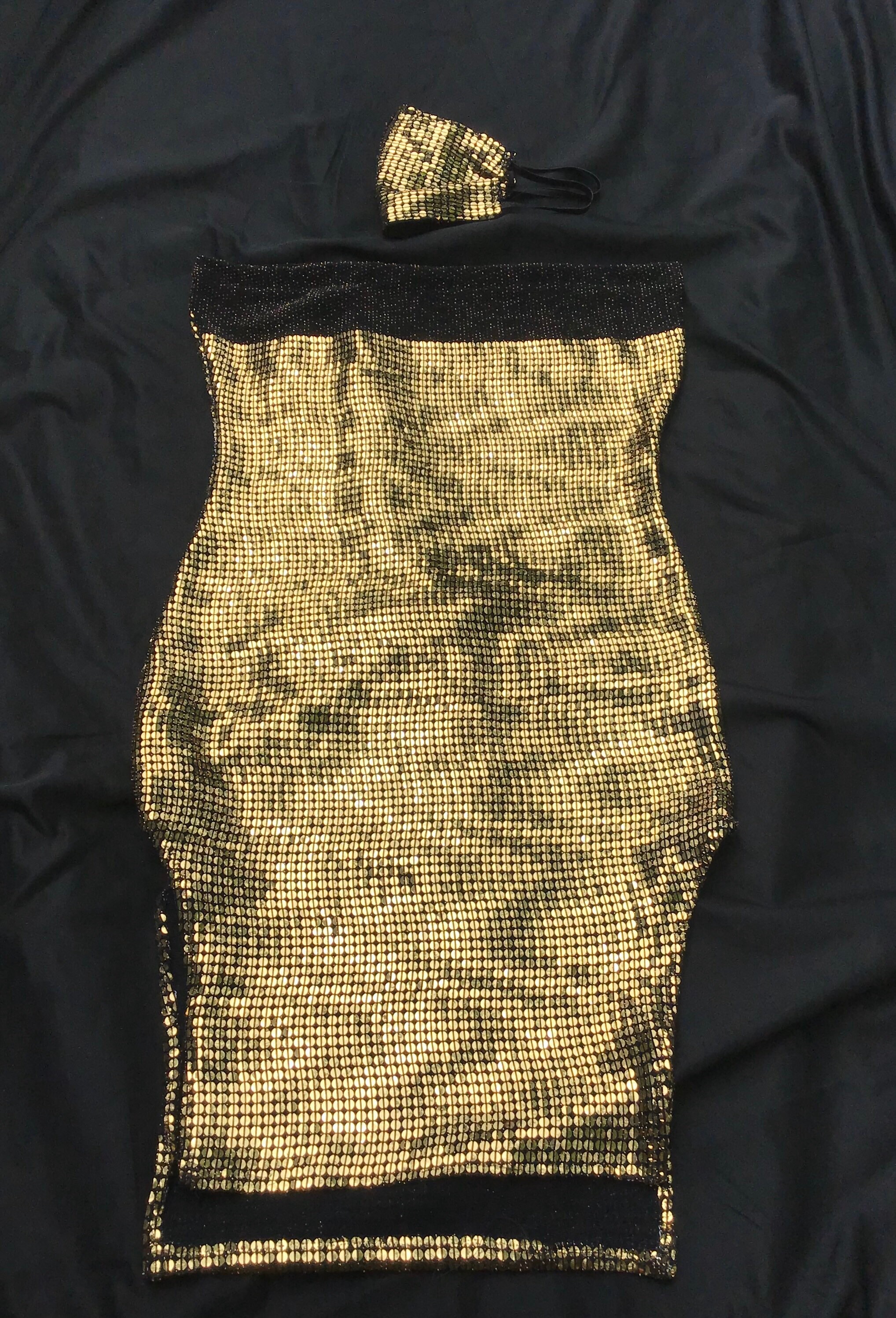 Gold Sequin Tube Top. Stretch Gold Sequin Top. Long Gold Tube Top ...