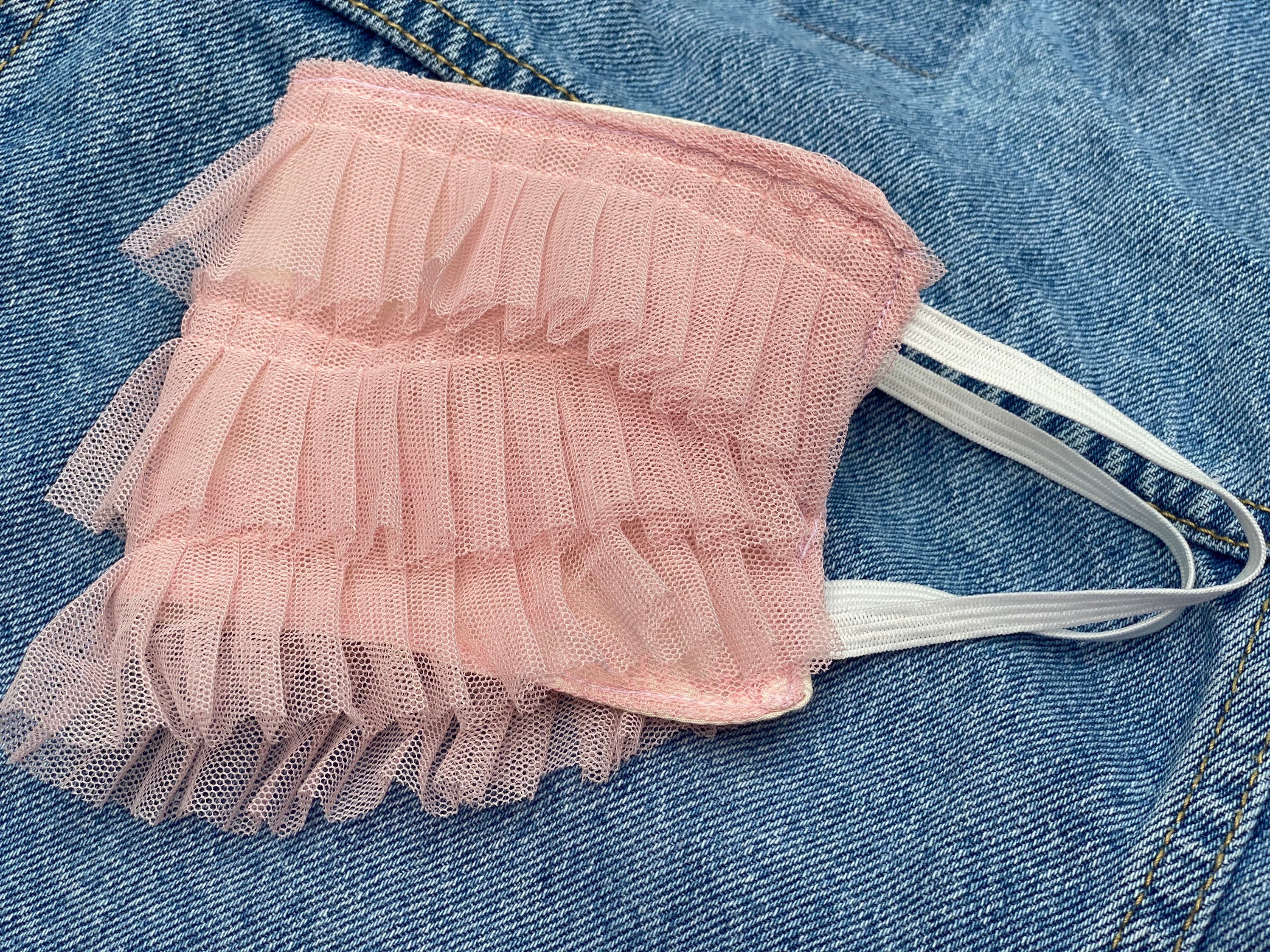 Cute Pink Handmade Two Layer Face Masks 2 Layers of Cotton Ruffles ...