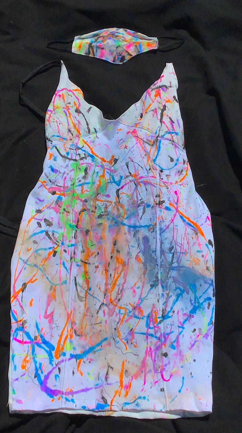 Graffiti Paint Dress. Paint Splash Dress. White Denim Dress. Hand ...