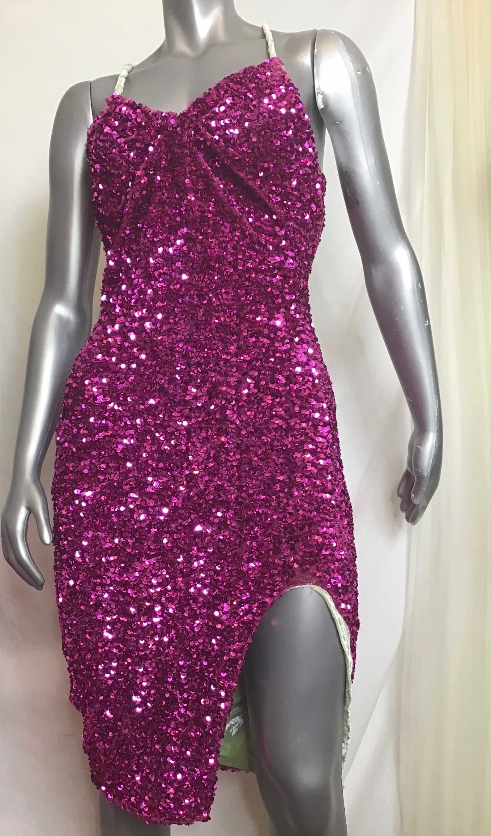 Purple Sequin Dress . Stretch Sequin Dress. Couture Dress - Etsy