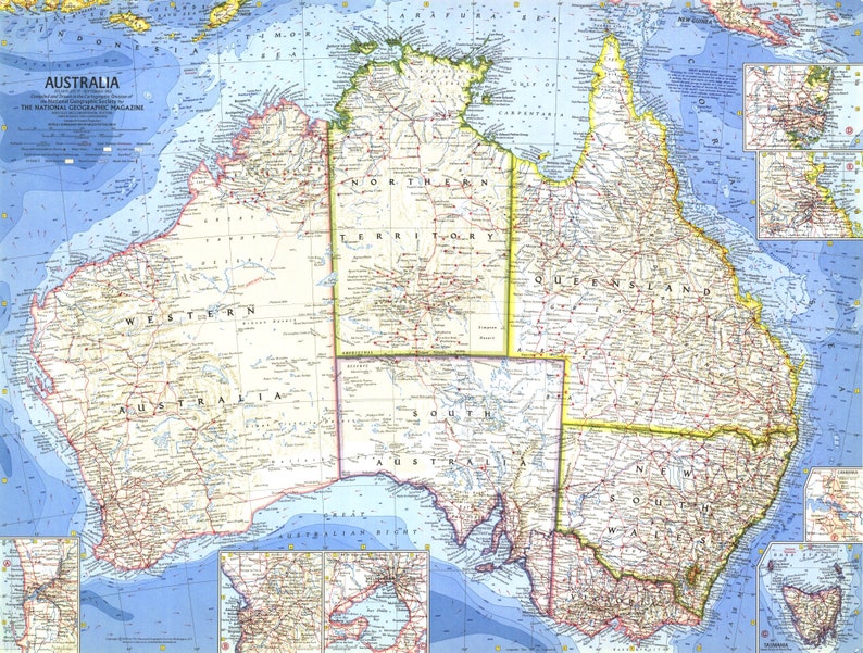 1963 Australia Map - Etsy