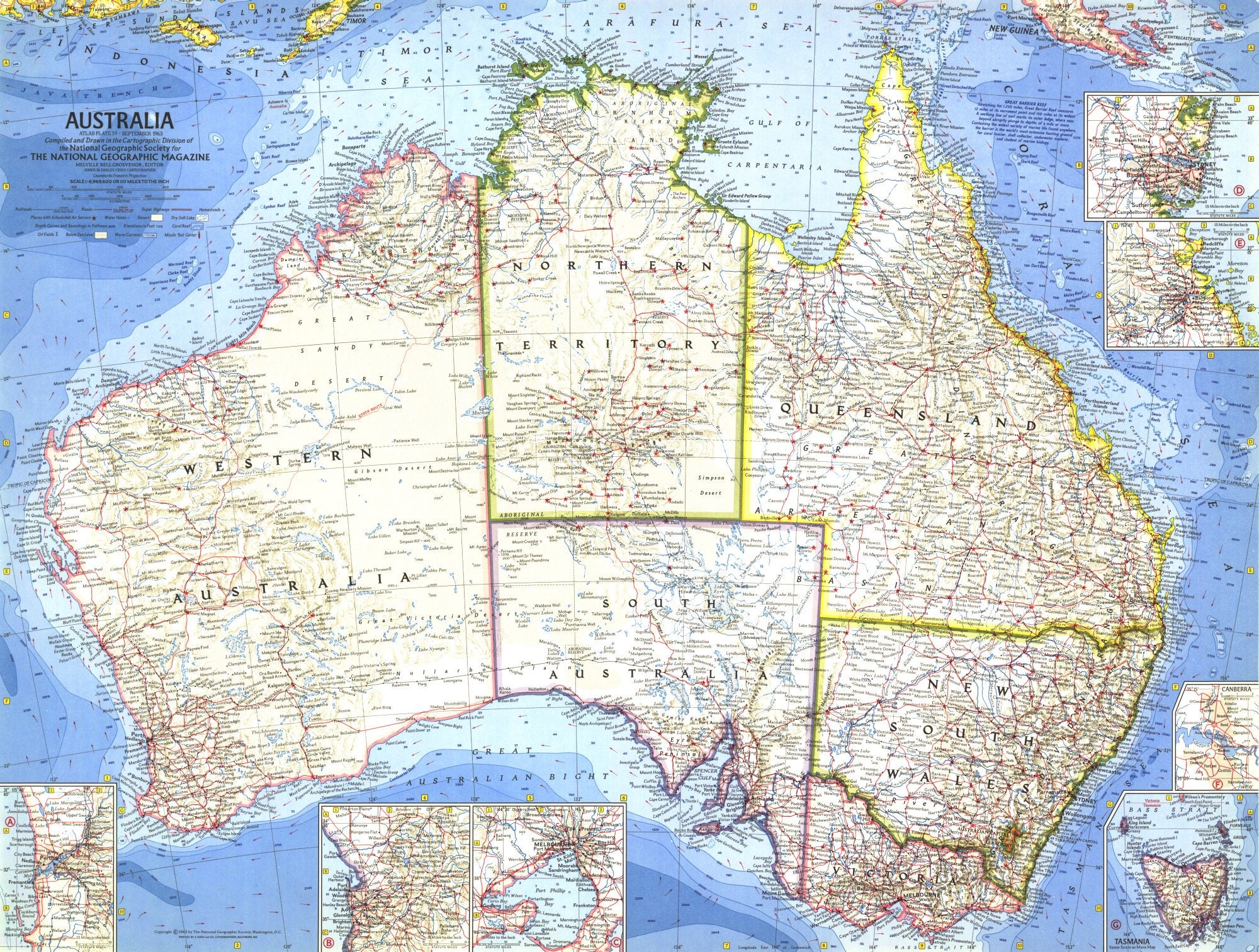 1963 Australia Map - Etsy