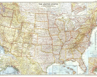 1961 United States of America Map | Etsy