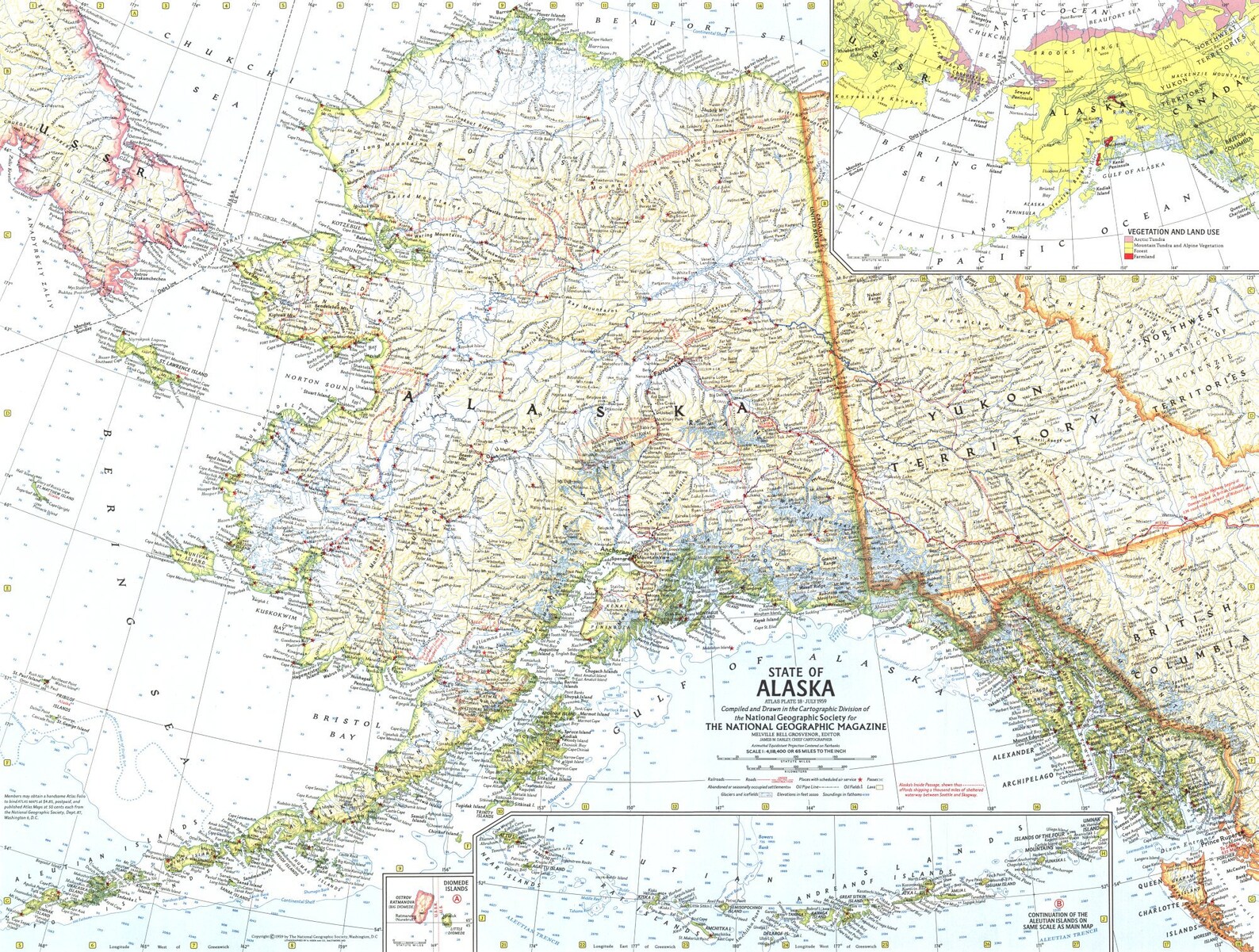 1959 State of Alaska Map - Etsy