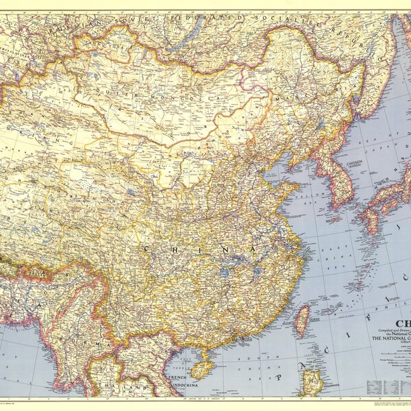 Map of China 1945 - Etsy
