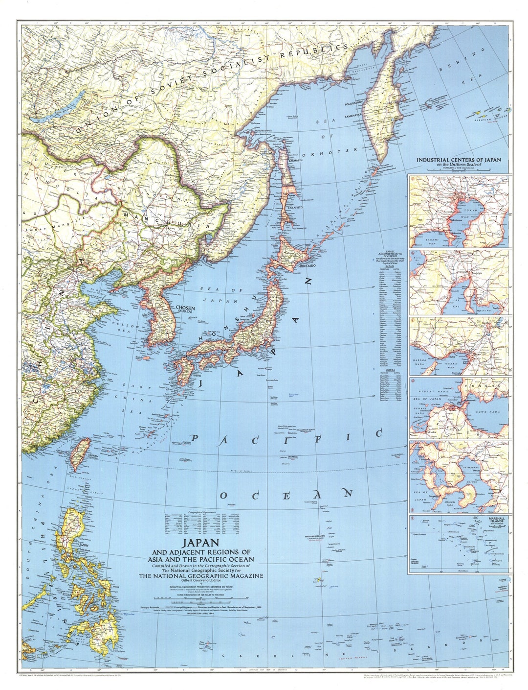 1944 Japan and Adjacent Regions of Asia and the Pacific Ocean Map - Etsy