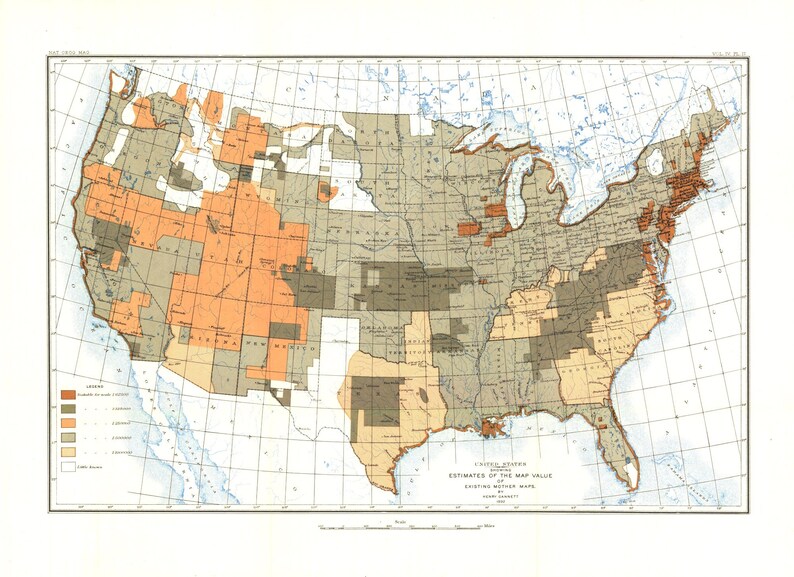 1892 United States of America Map - Etsy