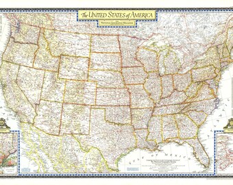 1961 United States of America Map | Etsy