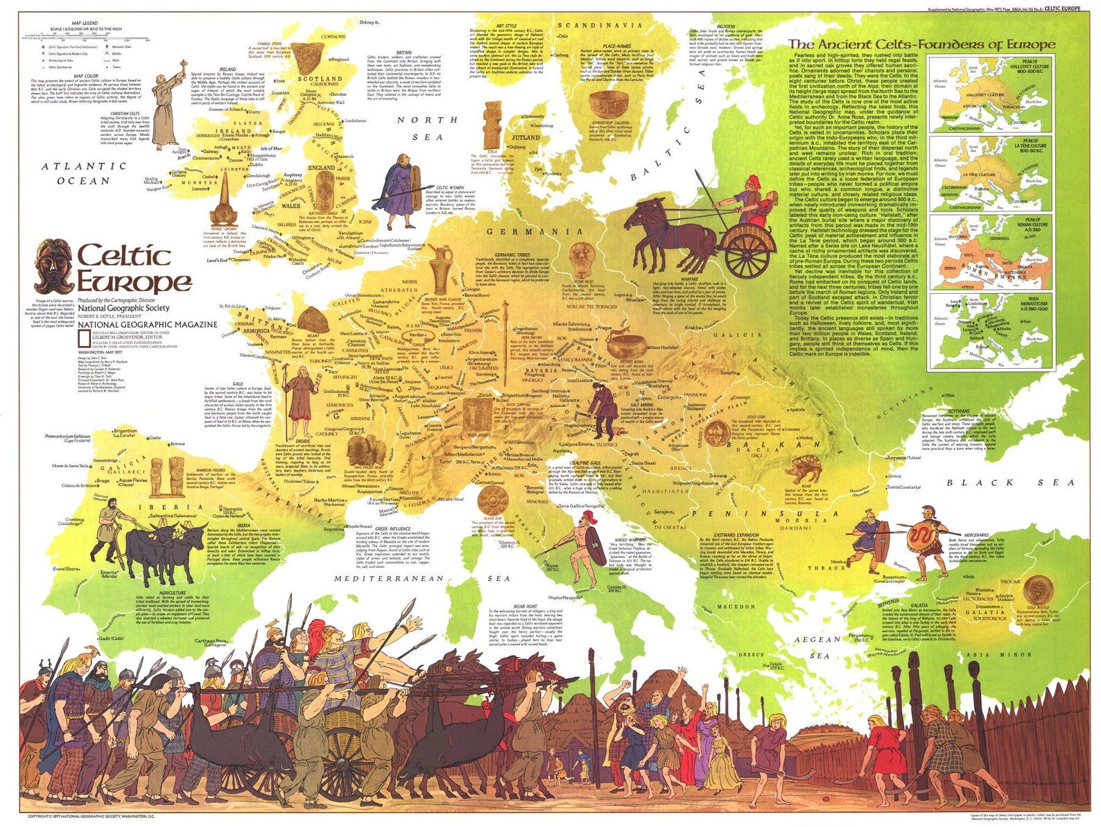 Celtic Europe Map : the National Geographic Magazine 1977 - Etsy