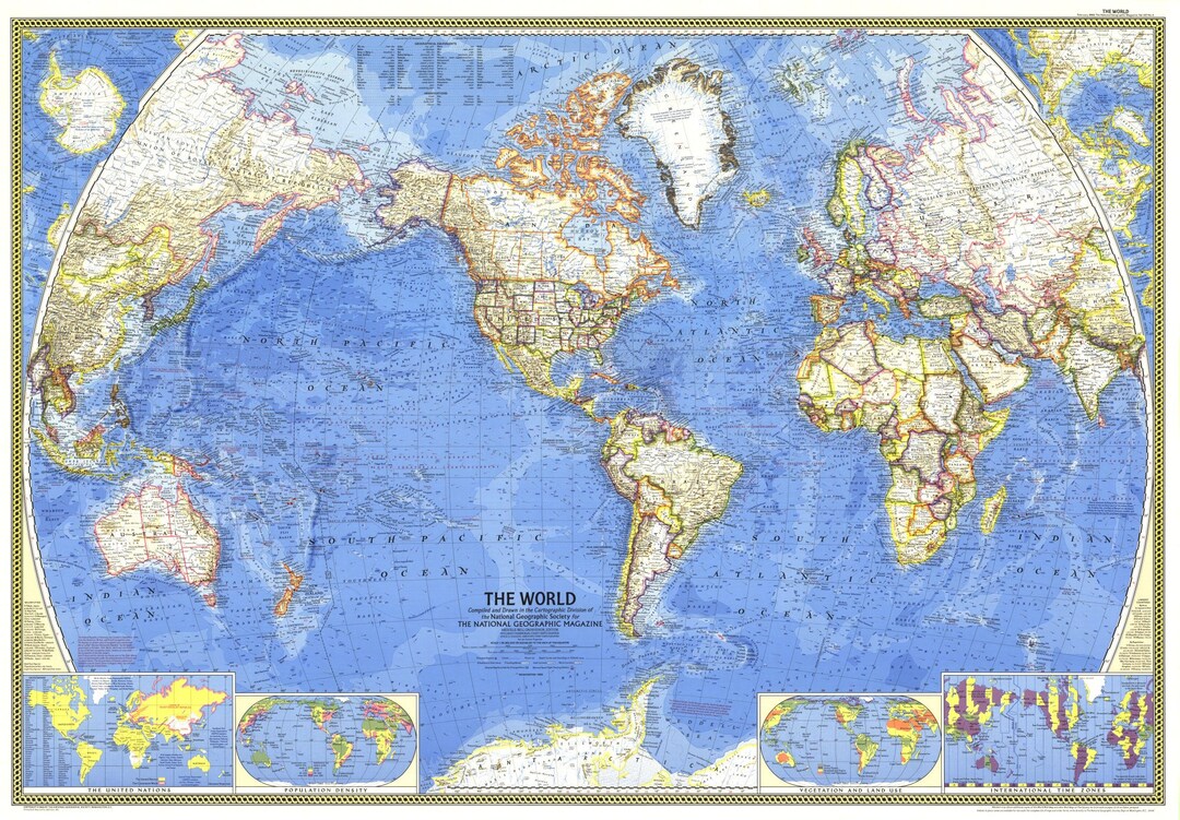 National Geographic World Maps - Etsy