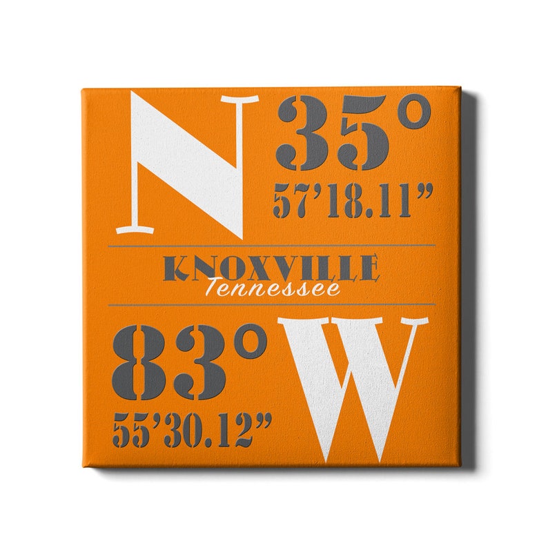 Knoxville Tennessee Longitude & Latitude Canvas Print - Etsy