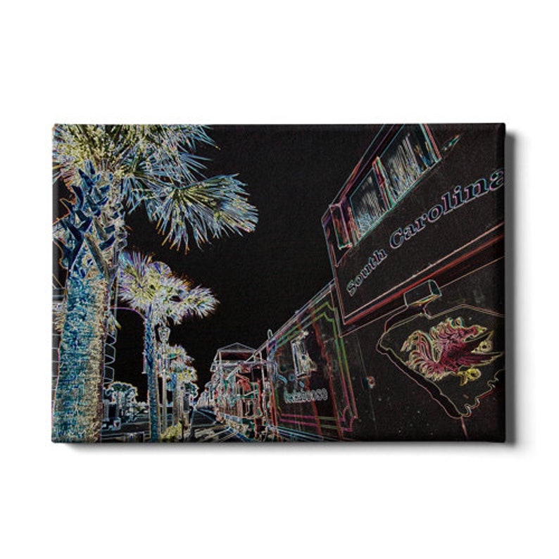 South Carolina Gamecocks Neon Cockaboose Canvas Wall Art - Etsy