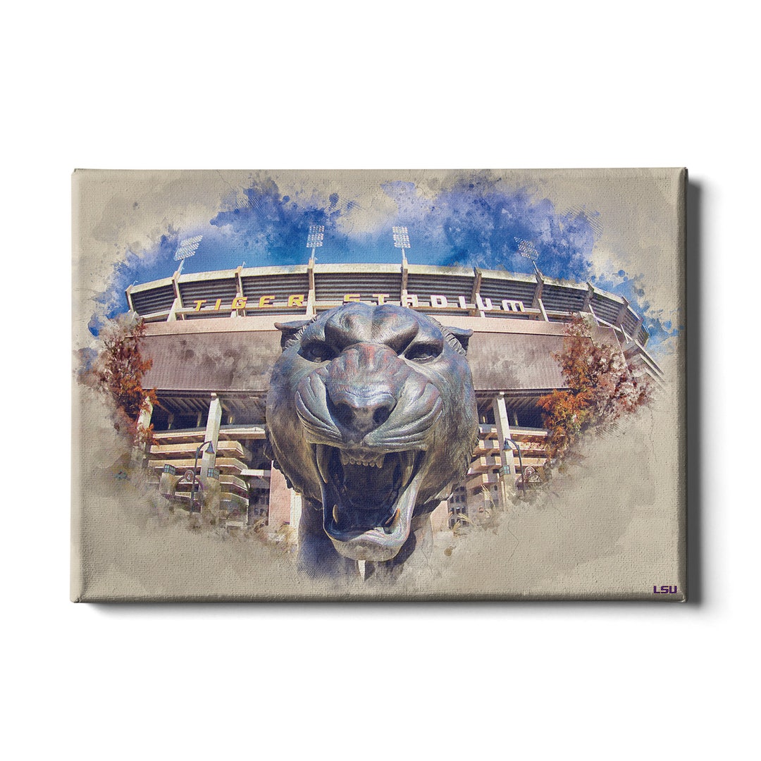 LSU Tiger Stadium Watercolor Art | Death Valley Wall Decor - Etsy