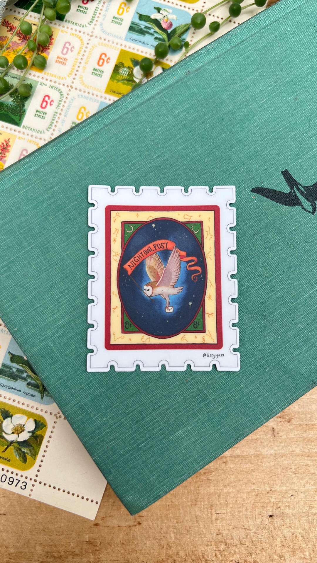 Night Owl Post Stamp Sticker - Etsy