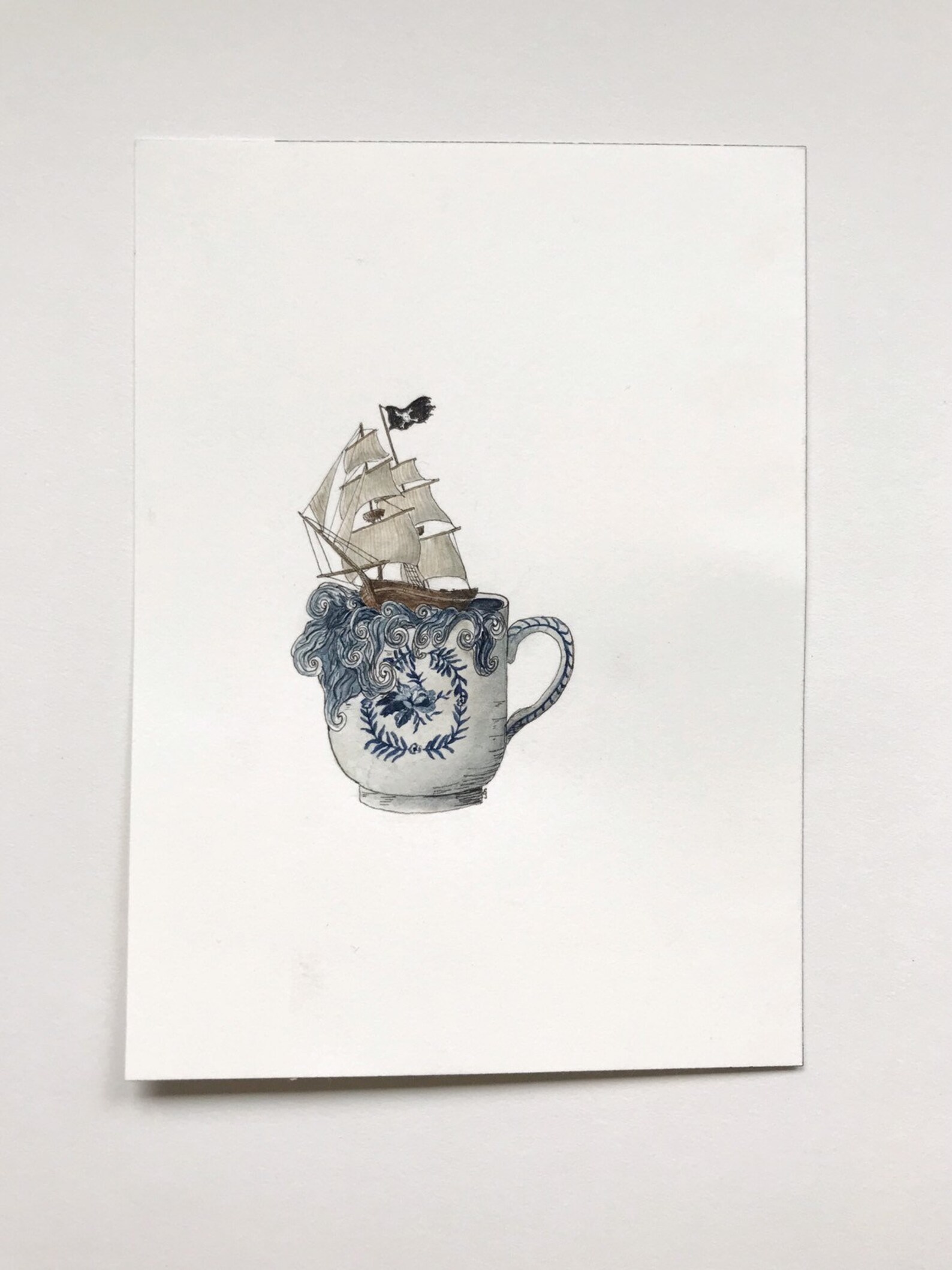 Narwhal & Pirate Ship Teacup Art Prints – Whimsical Nautical ...