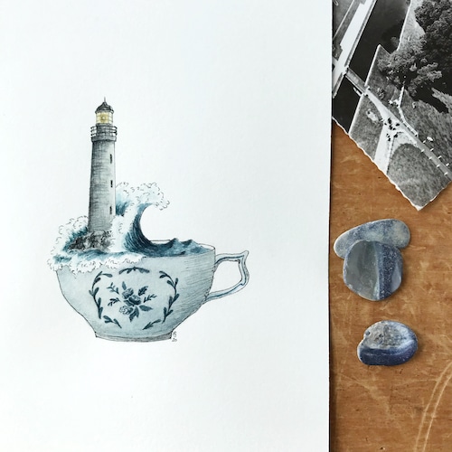 Pirate Ship in a Stormy Teacup Print Whimsical Tea Themed - Etsy