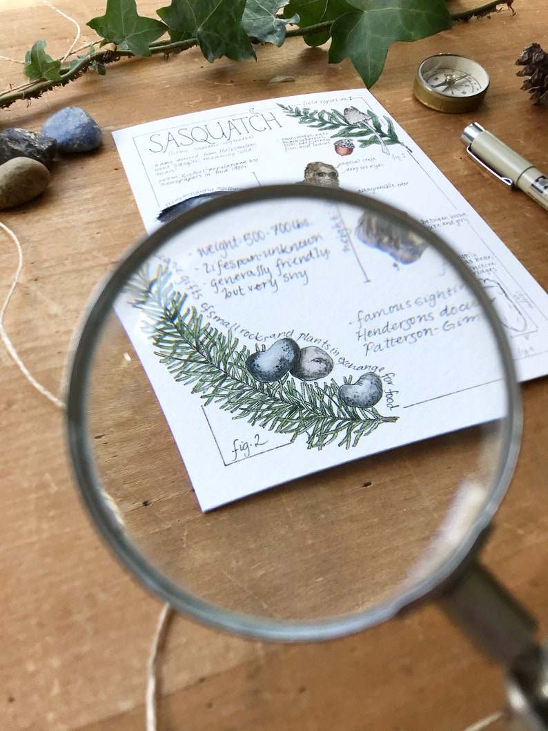 Sasquatch bigfoot and Loch Ness Monster Field Reports Pair | Etsy