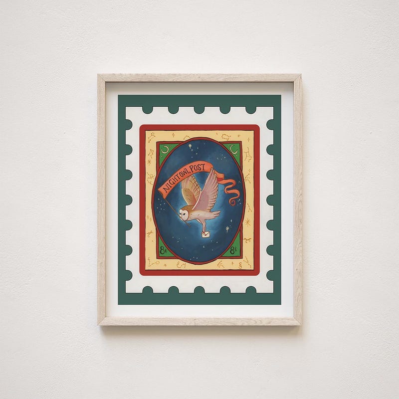 Owl Post Stamp - Etsy