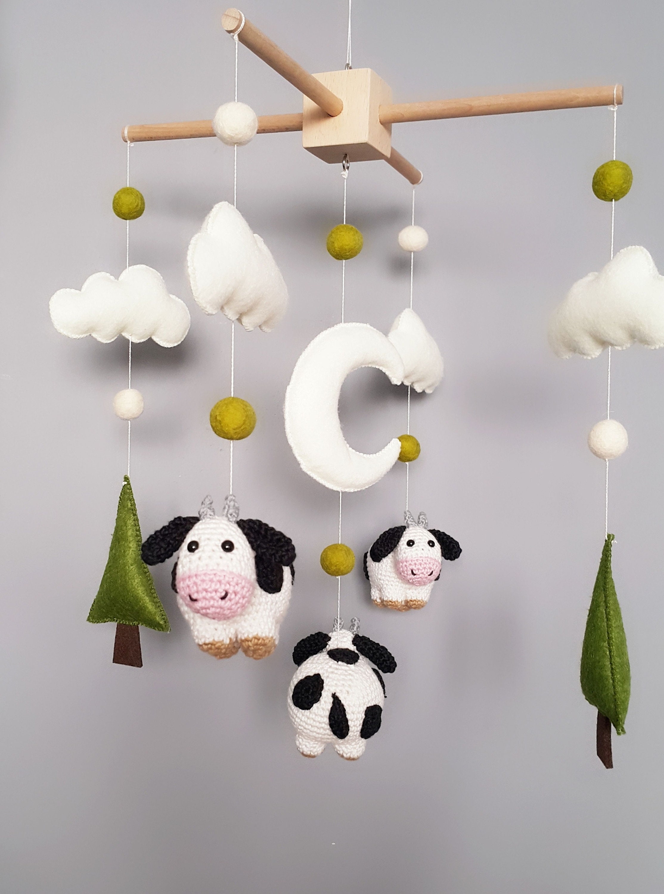 Baby Crib Mobile Cow Mobile Farm Crochet Mobile Amigurumi | Etsy