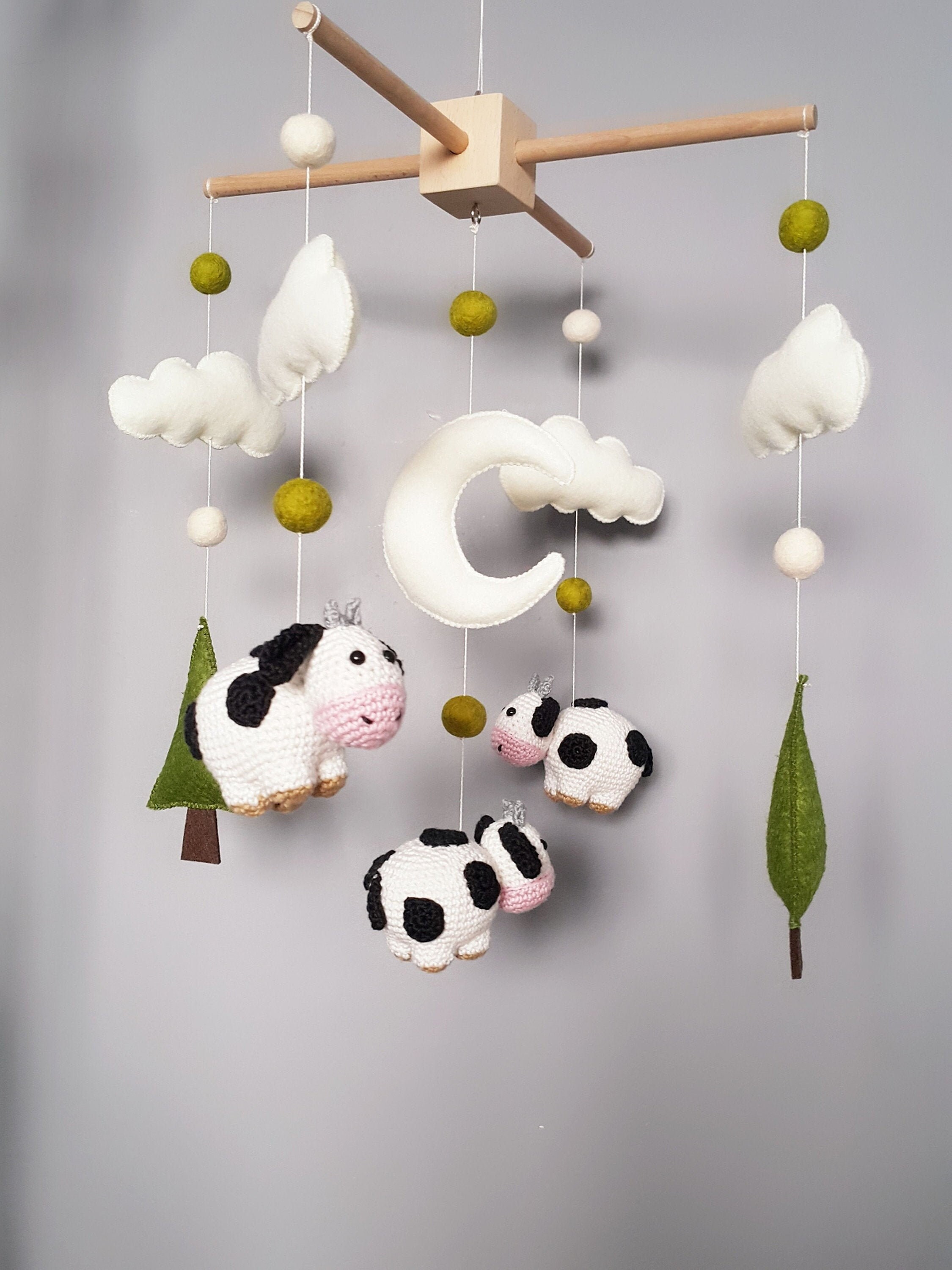 Baby Crib Mobile Cow Mobile Farm Crochet Mobile Amigurumi | Etsy