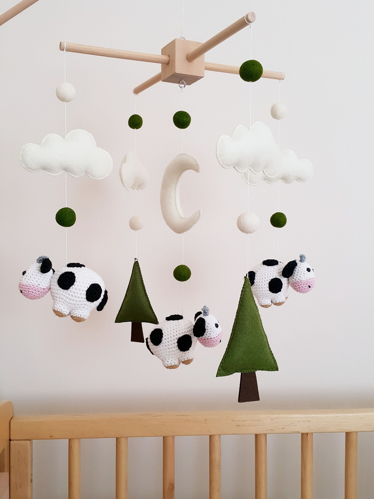 Baby Crib Mobile Cow Mobile Farm Crochet Mobile Crib Holder - Etsy
