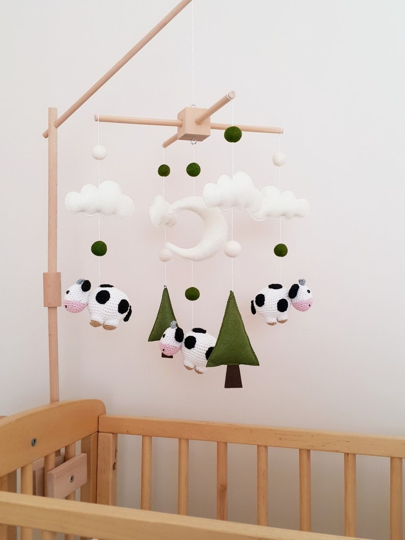 Baby Crib Mobile Cow Mobile Farm Crochet Mobile Crib Holder - Etsy