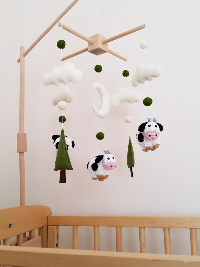 Baby Crib Mobile Cow Mobile Farm Crochet Mobile Crib Holder - Etsy