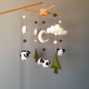 Baby Crib Mobile Cow Mobile Baby Mobile Neutral Farm Crochet Mobile ...