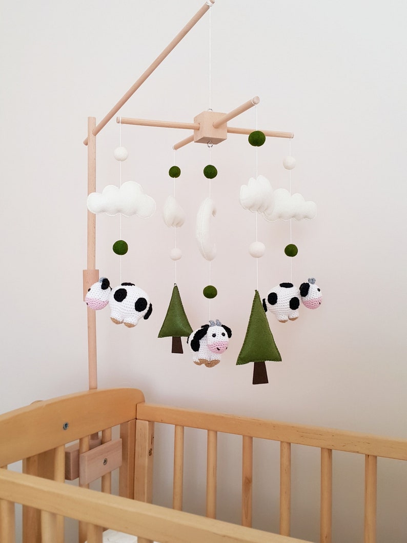 Baby Crib Mobile Cow Mobile Farm Crochet Mobile Crib Holder - Etsy
