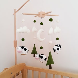 Baby Crib Mobile Cow Mobile Farm Crochet Mobile Bauernhof Kuh Mobile ...