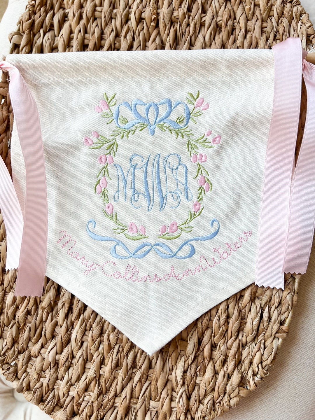 Grandmillennial Bow Nursery Decor Bow Girl Nursery Banner Welcome Baby ...