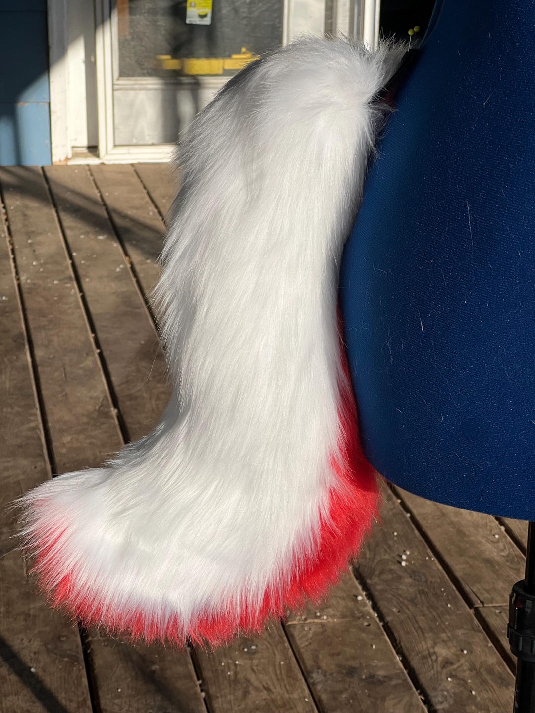 White and Red Fursuit Tail - Etsy