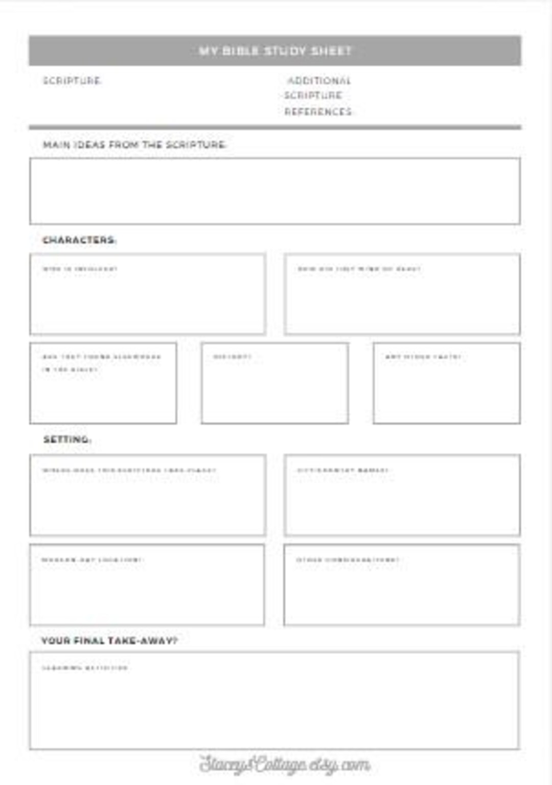 Bible Study & Prayer Journal Sheet DIGITAL FILE - Etsy