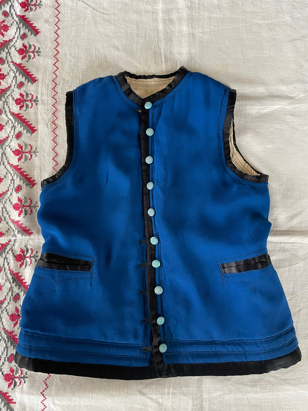 So Beautiful Antique Ukrainian Vest From Ternopil Region Blue Color ...