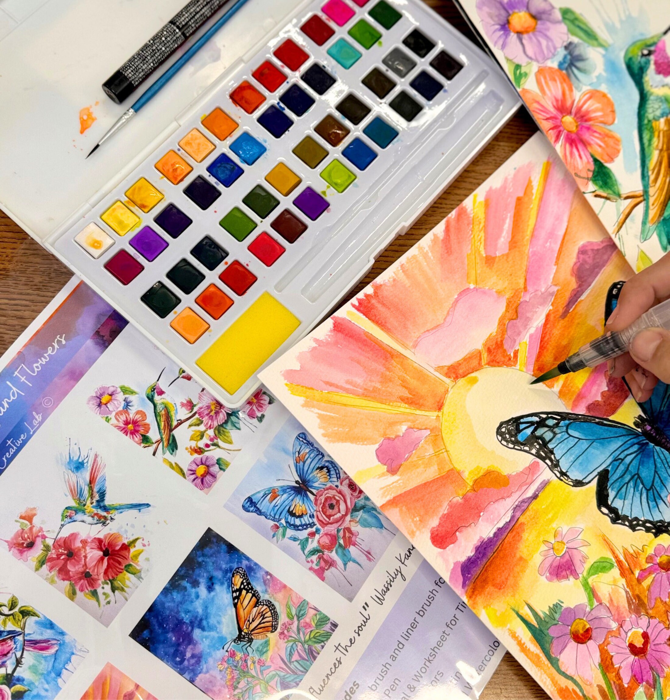 DIY Butterfly Watercolor Papers- 6 Hand-drawn Templates on Watercolor ...