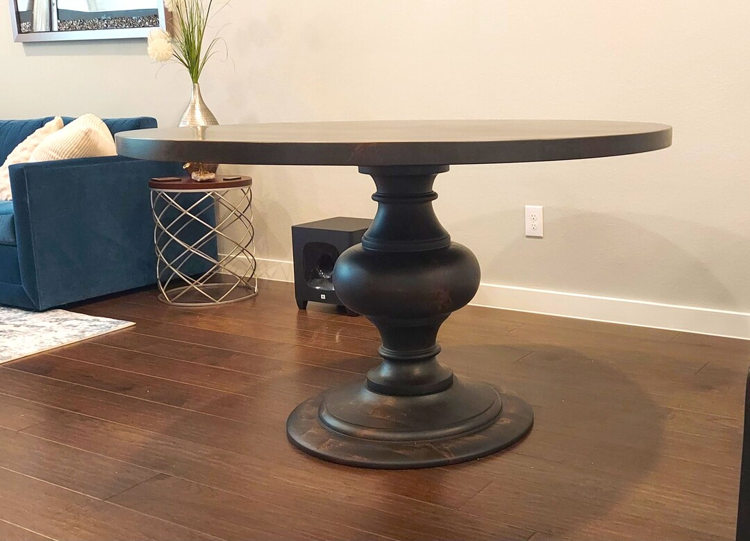 Round Dining Table, Pedestal Table, Dining Table, Rustic, Round Table ...