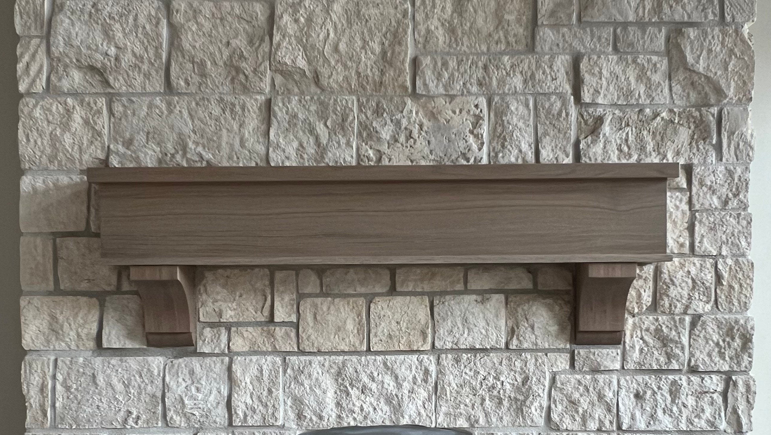 Custom Fireplace Mantel With Corbels: Rustic White Oak Floating Shelf ...